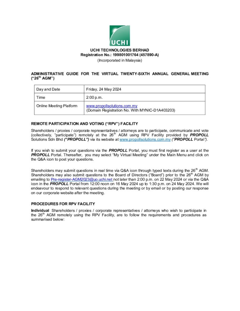 UCHITEC | AGM Related